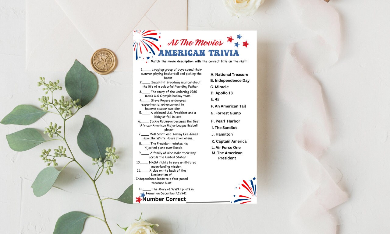 Independence Day Trivia,printable July 4th Party Activity,independence ...
