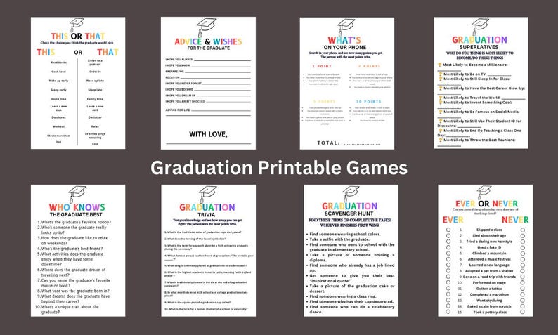 2025 Graduation Party Games: Printable Game Bundle (PDF) - Etsy