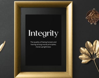 Integrity Definition & Mantra UNFRAMED Print Quote Wall Art - Etsy