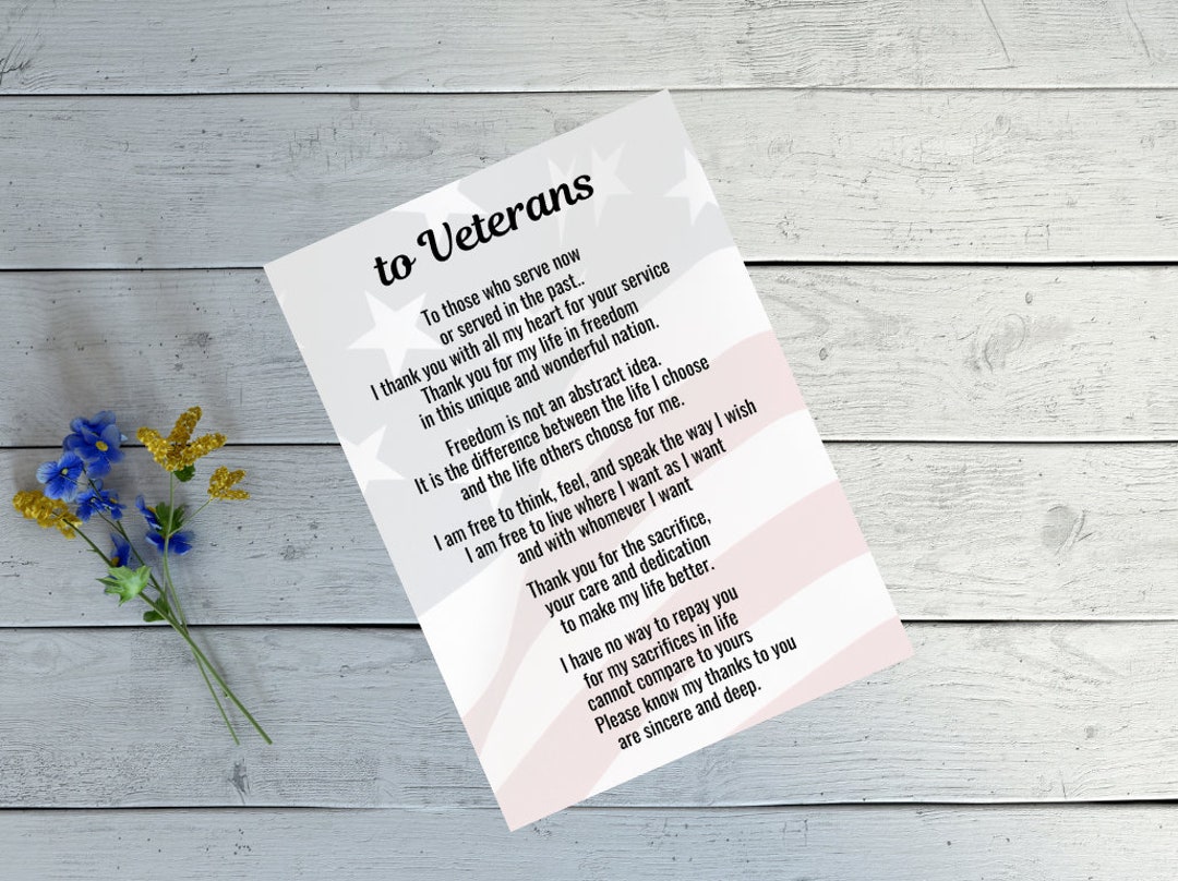 Memorial Day Card, Veteran, Veteran Gift, Veteran Day Gift, Veteran ...