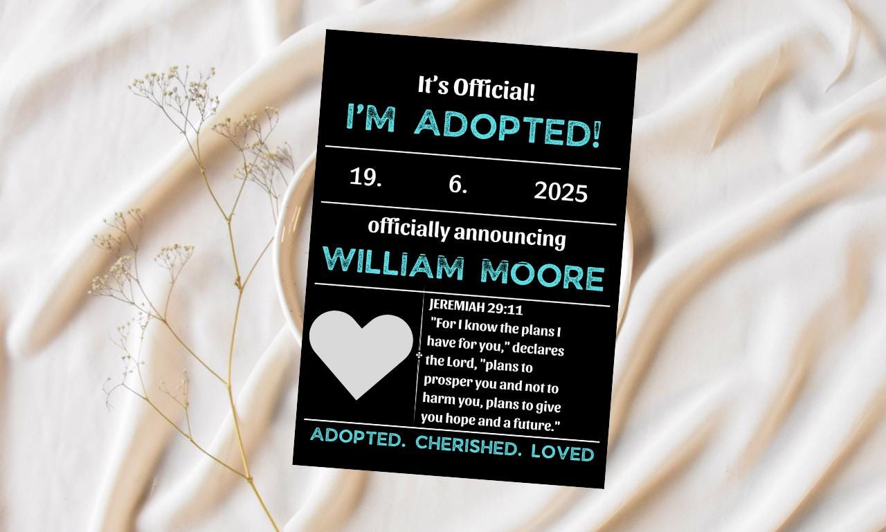 Editable Adoption Announcement Sign: Customizable Template (digital ...