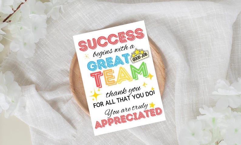 Team Appreciation Card: Printable Employee Thank You (instant Download ...