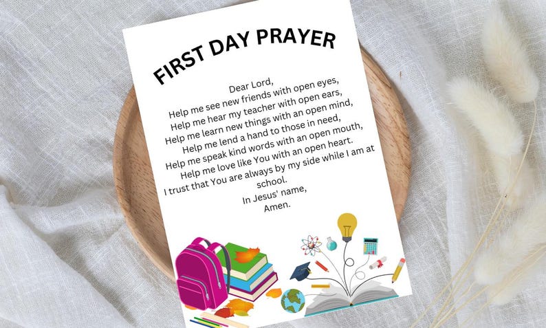 First Day of School Prayer Printable: Classroom & Home Decor (PDF) - Etsy