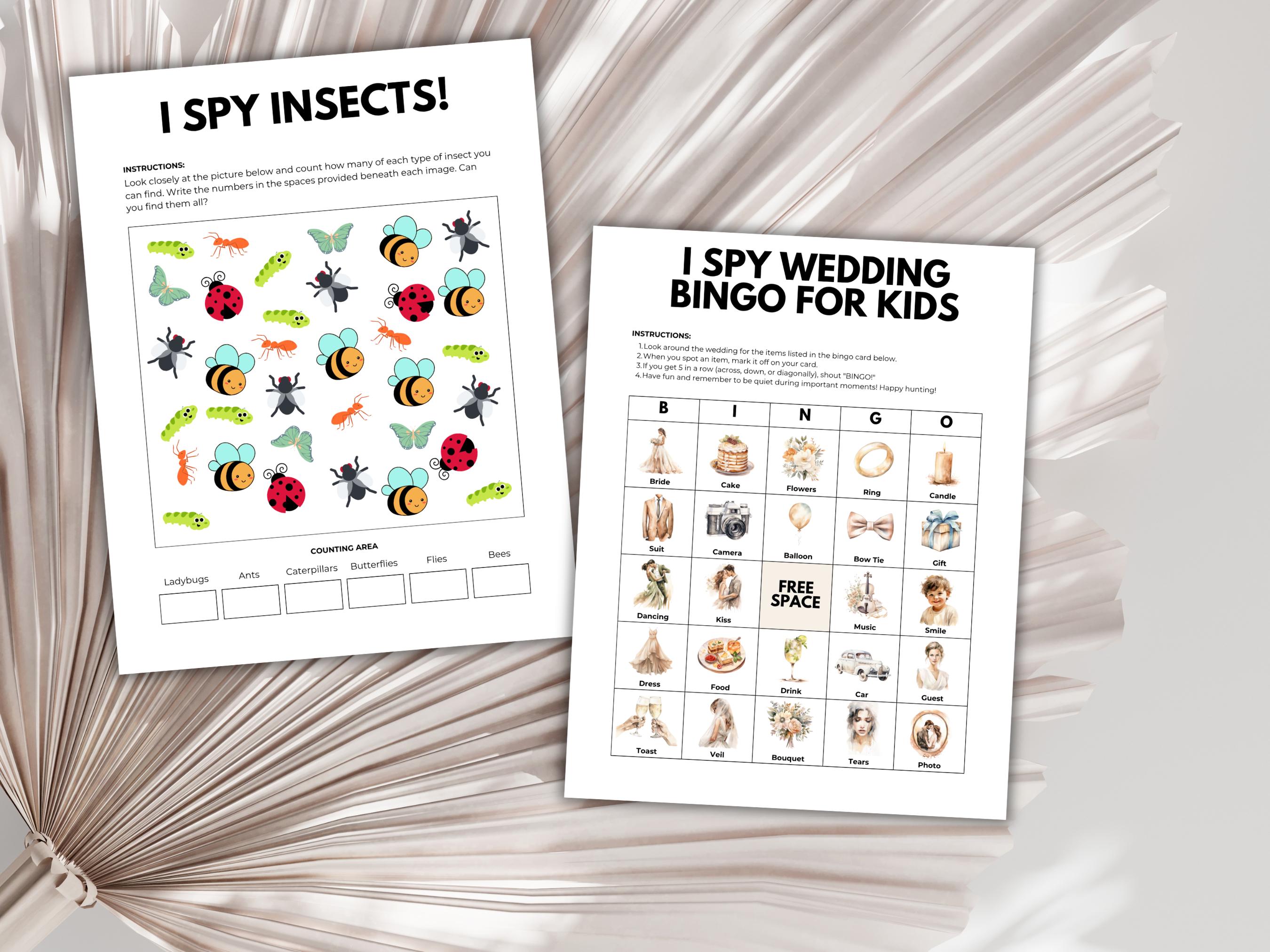 I Spy Printable Sheets, Kids Puzzle Worksheets, Insects Counting ...