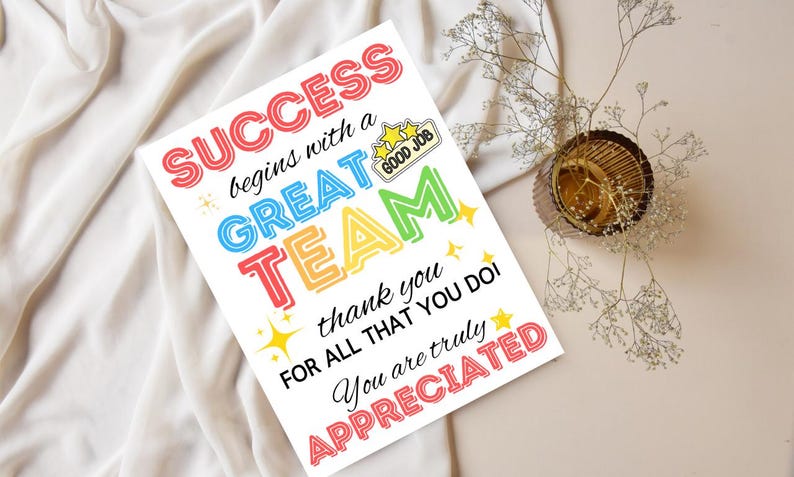 Team Appreciation Card: Printable Employee Thank You (instant Download ...