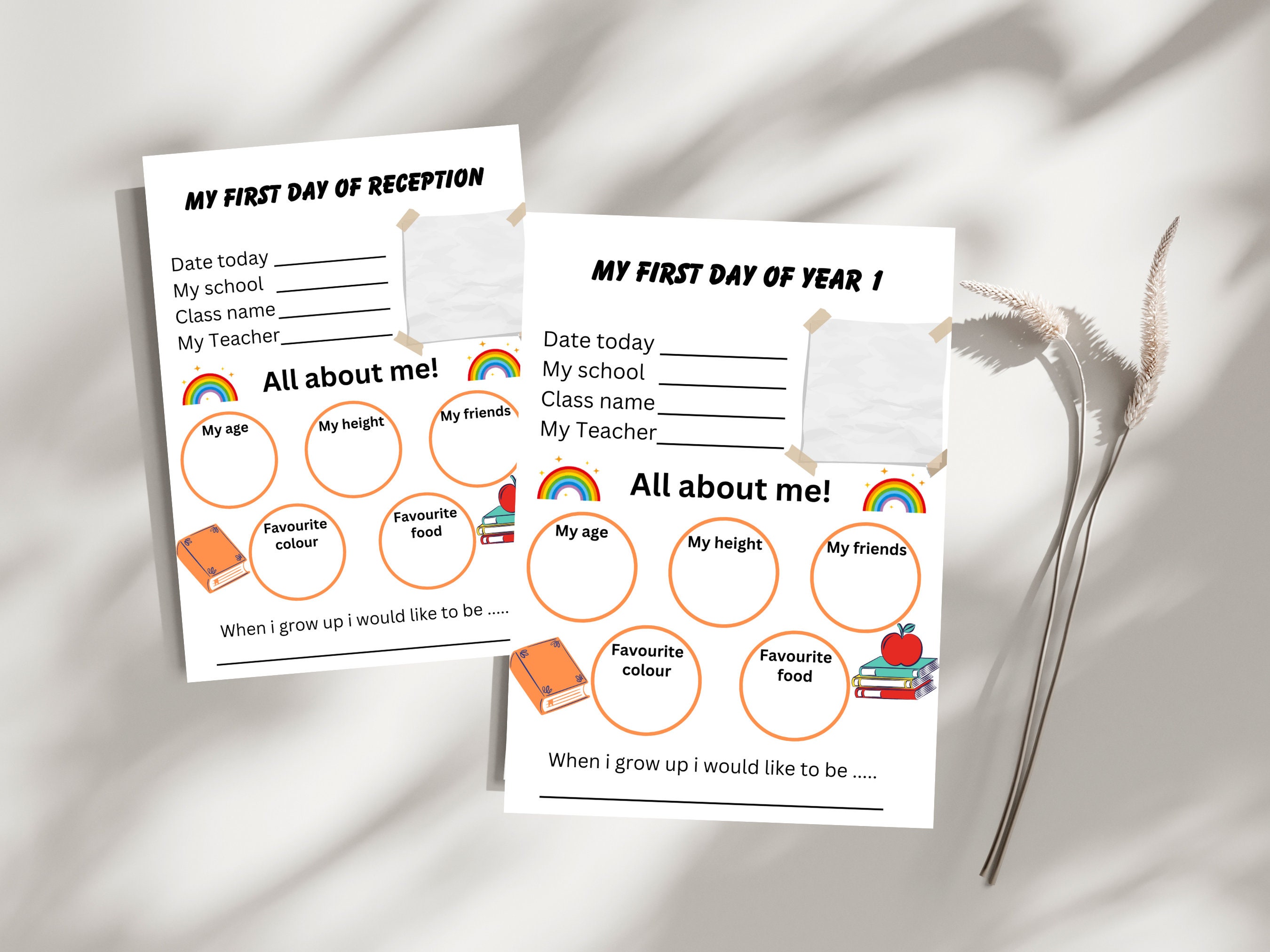 Printable First Day of School Handprint, Back to School, Memorable ...