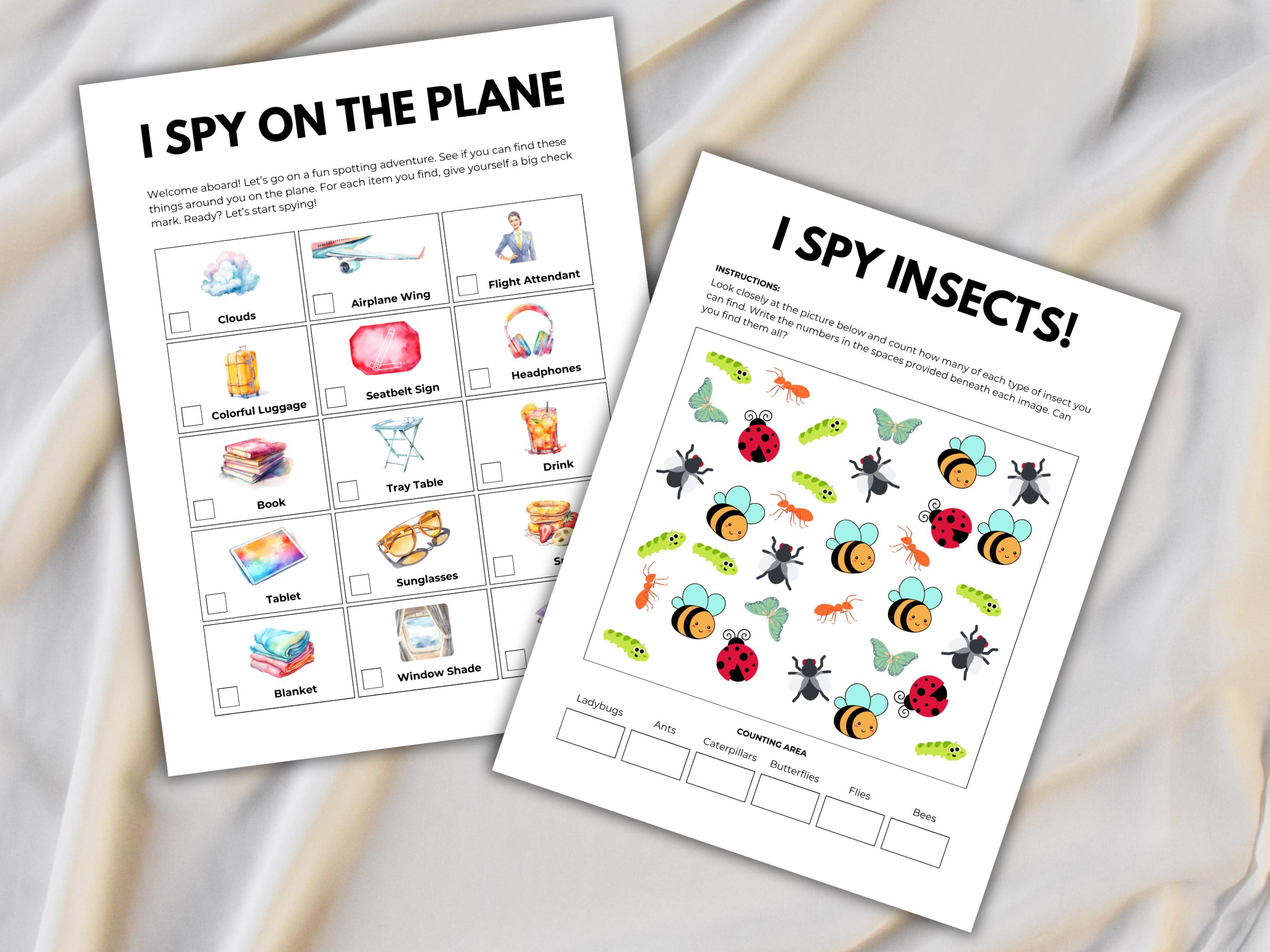 I Spy Printable Sheets, Kids Puzzle Worksheets, Insects Counting ...