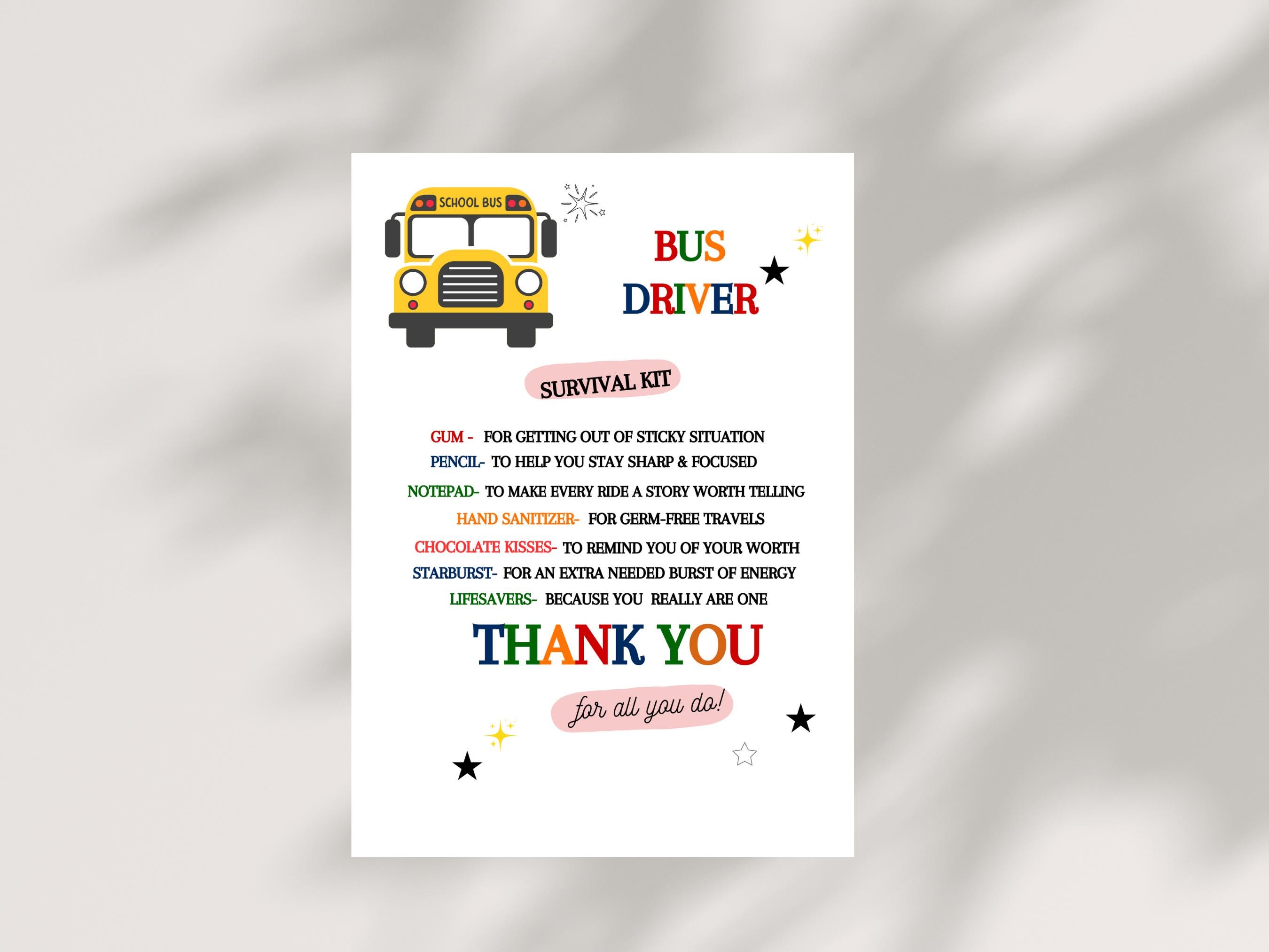 Bus Driver Appreciation Card: Thank You Gift - Etsy
