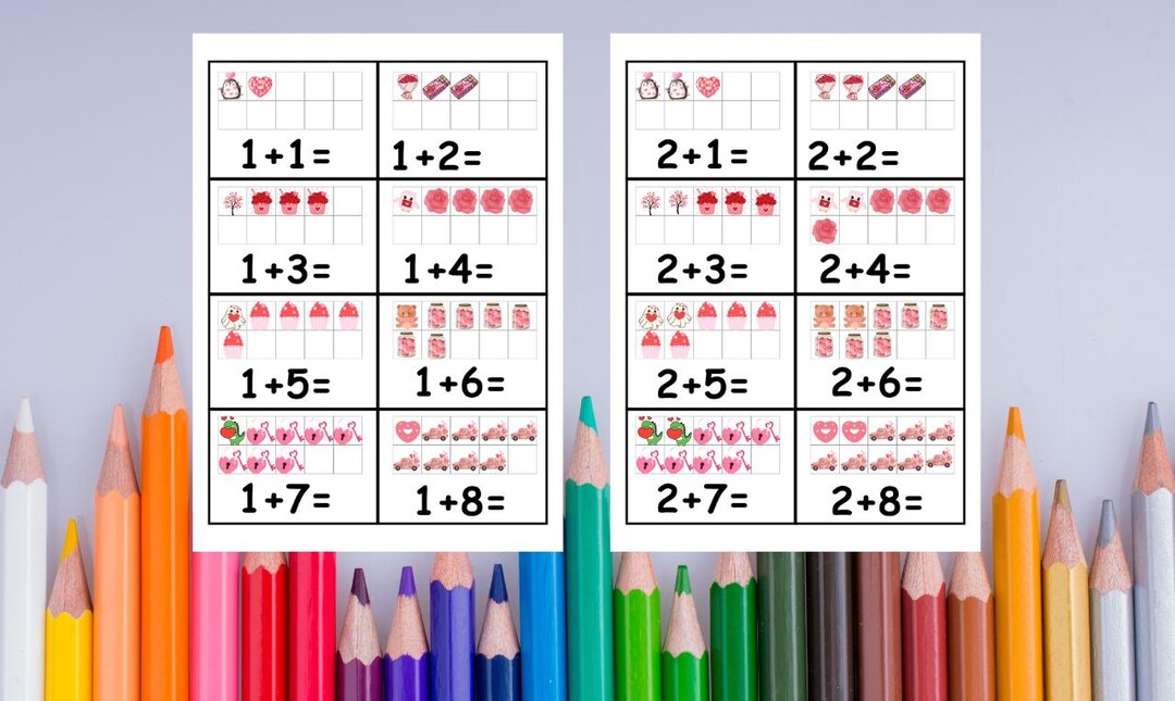 Valentine's Day Addition Math Worksheet for Kids, Valentine's Day Math ...