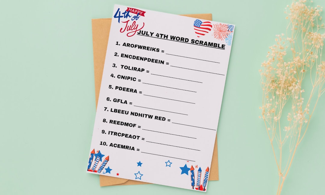 4th of July Word Scramble Game: Patriotic Party Activity (printable PDF ...