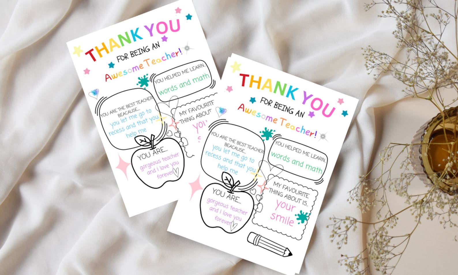 Teacher Thank You Cards Printable, Teacher Appreciation Card, Thank You ...