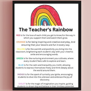 Teacher's Rainbow Poem Printable Wall Art: Appreciation Gift (PDF) - Etsy