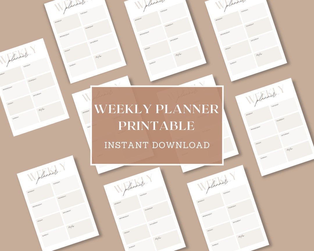 Weekly Planner Printable | Minimalist Weekly Schedule | Week at a ...