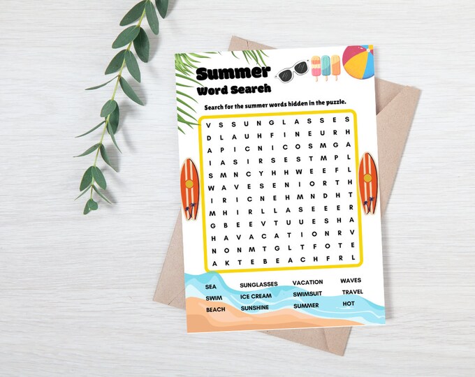 Summer Word Scramble Printable Game for Kids and Adults W/ Answers, 15 ...