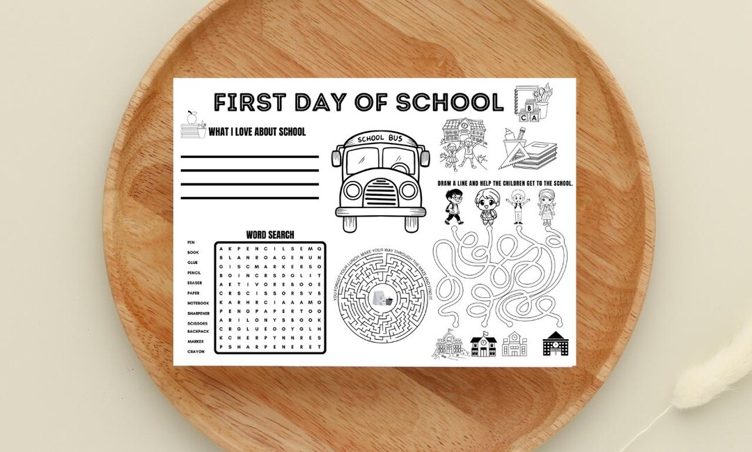 First Day of School Worksheet,back to School Printable Coloring Sheet ...