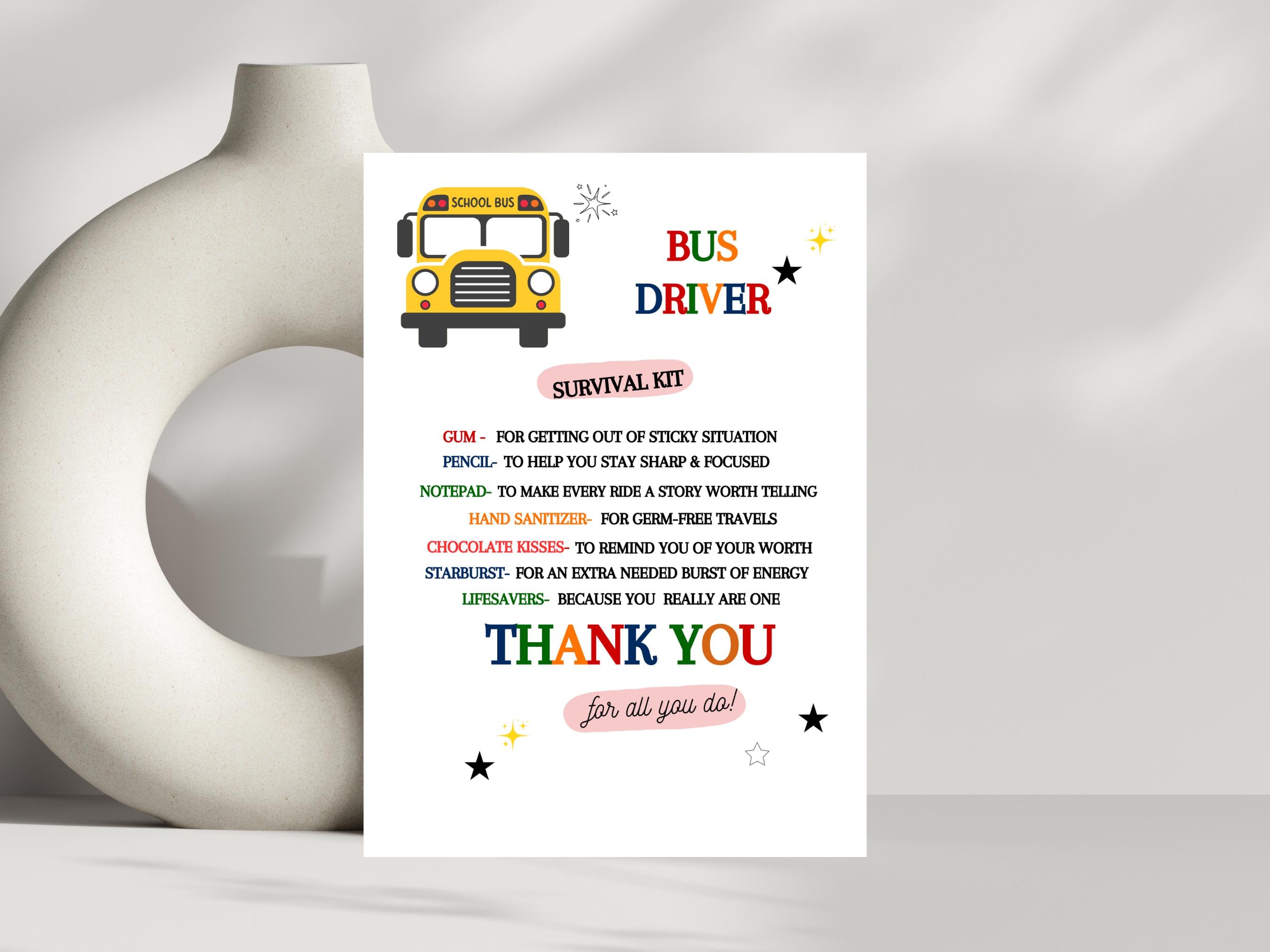 Bus Driver Card, Bus Driver Thank You Gift,bus Driver Appreciation Card ...