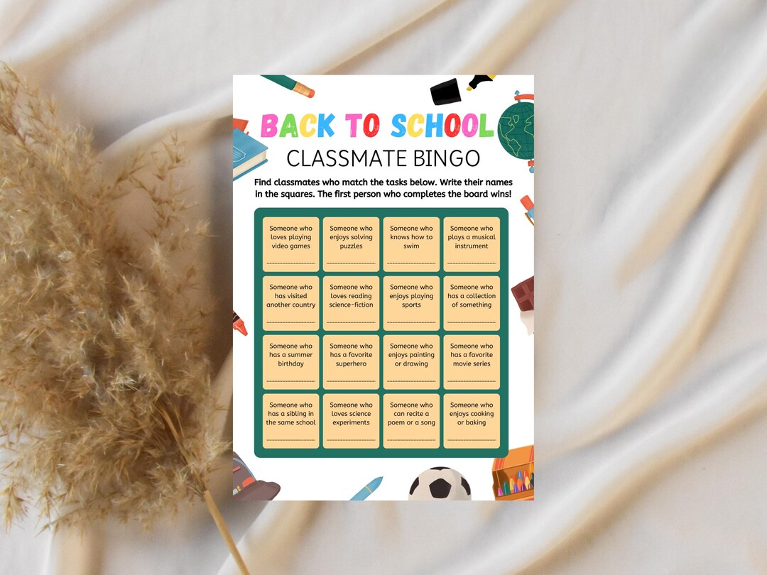 Back to School Classmate Bingo Game, First Day of School Activity, Back ...