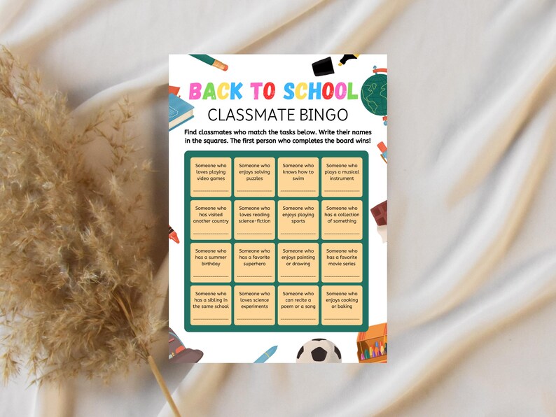 Back to School Classmate Bingo Game, First Day of School Activity, Back ...