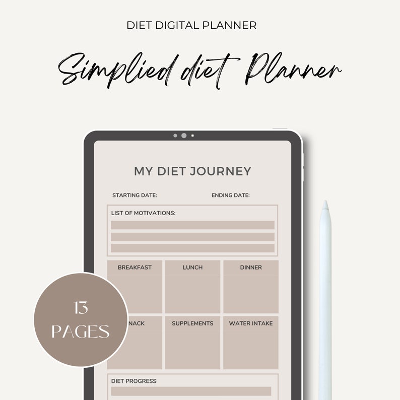Digital Printable Diet Planner for Personal Use | Daily Planner ...