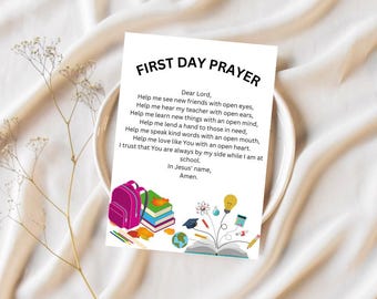 First Day of School Prayer Tag Printable, Back to School Prayer, Gift ...