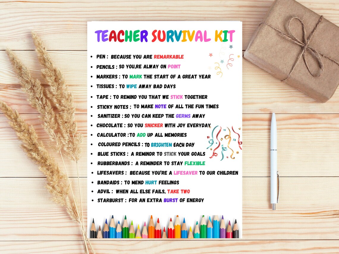 Teacher Survival Kit, Printable Teacher Survival Kit, Teacher ...