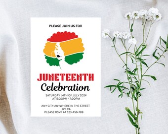 Printable Juneteenth Celebration Invitation, Editable Juneteenth Event ...