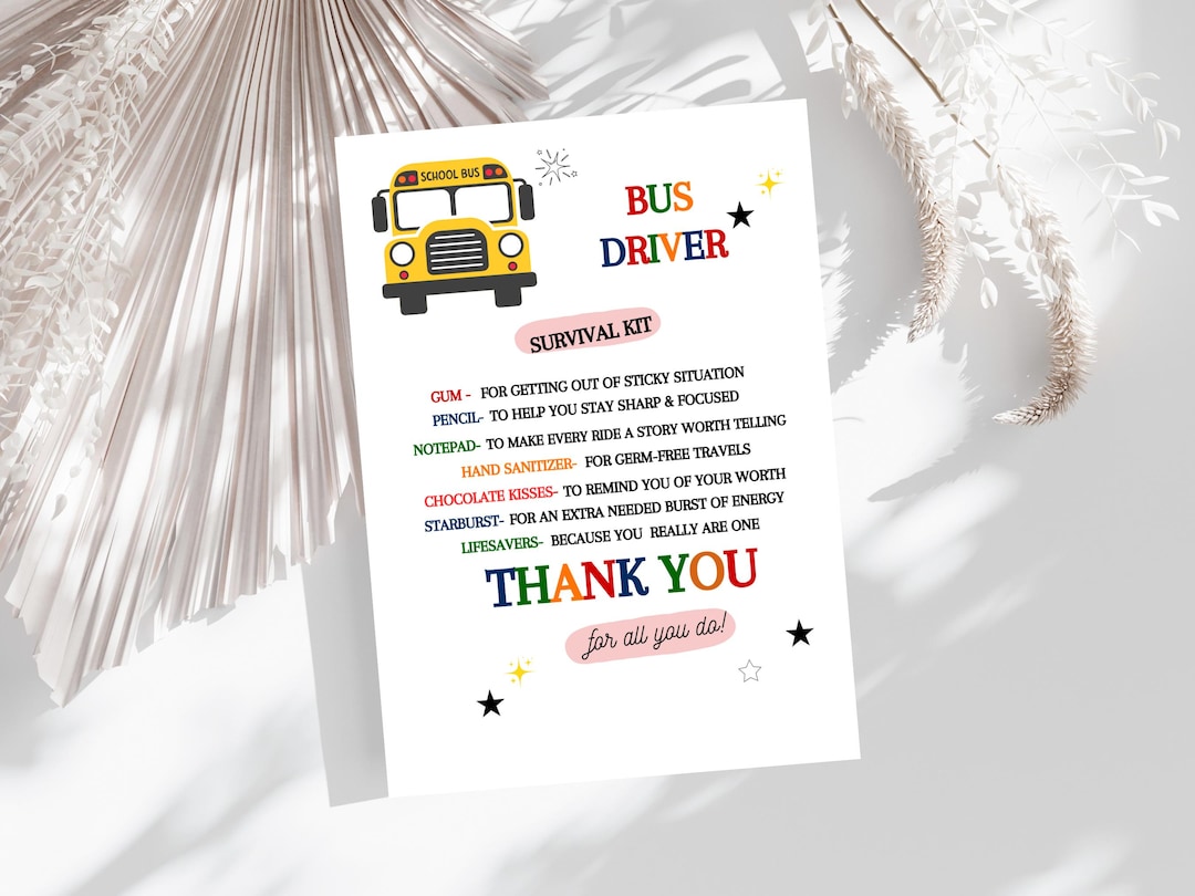 Bus Driver Appreciation Card: Thank You Gift - Etsy