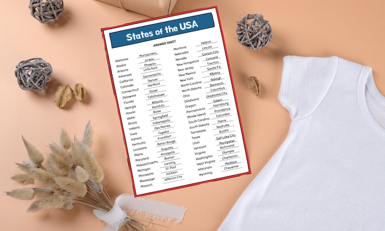 Printable US States and Capitals Flash Cards, US Geography, Learn the ...