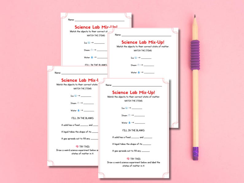 States of Matter Worksheet: Science Lab Activity for Grades 4-6 ...