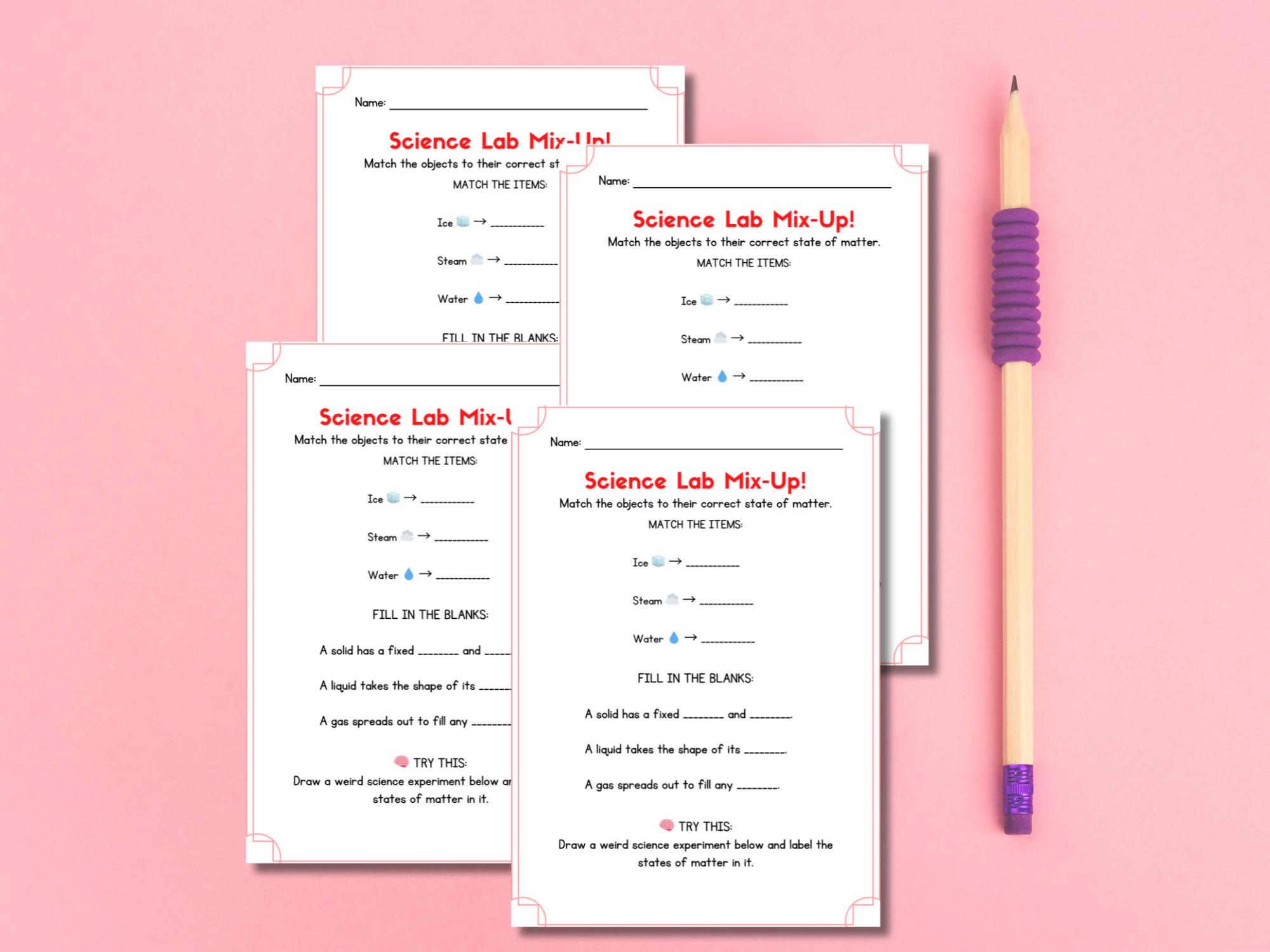 States of Matter Worksheet: Science Lab Activity for Grades 4-6 ...