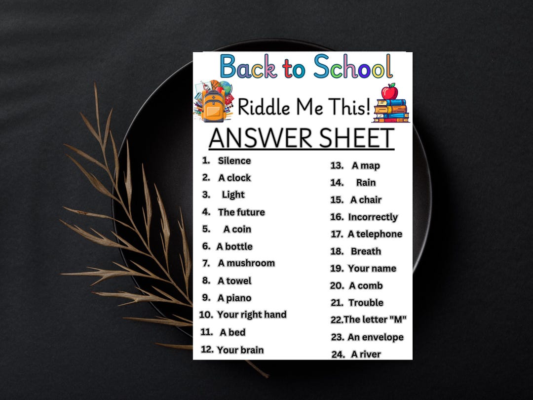 Back to School Riddles Game: Printable Icebreaker Activity (digital ...