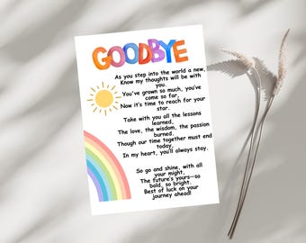 Goodbye Poem to Students, End of School Year Letter Printable ...