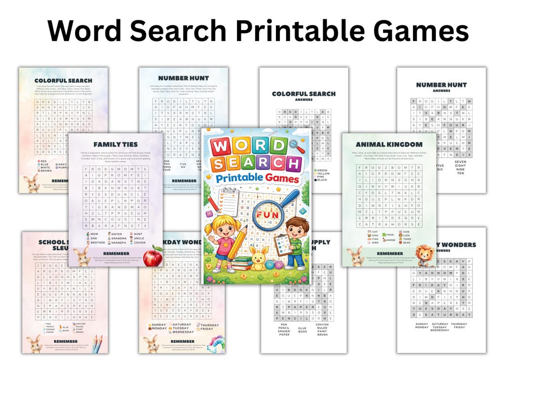 Printable Word Search Games, Kids Educational Puzzles, Activity Sheets ...