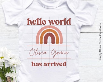 Hello World SVG - Birth Announcement SVG | Customizable Baby Bodysuit ...