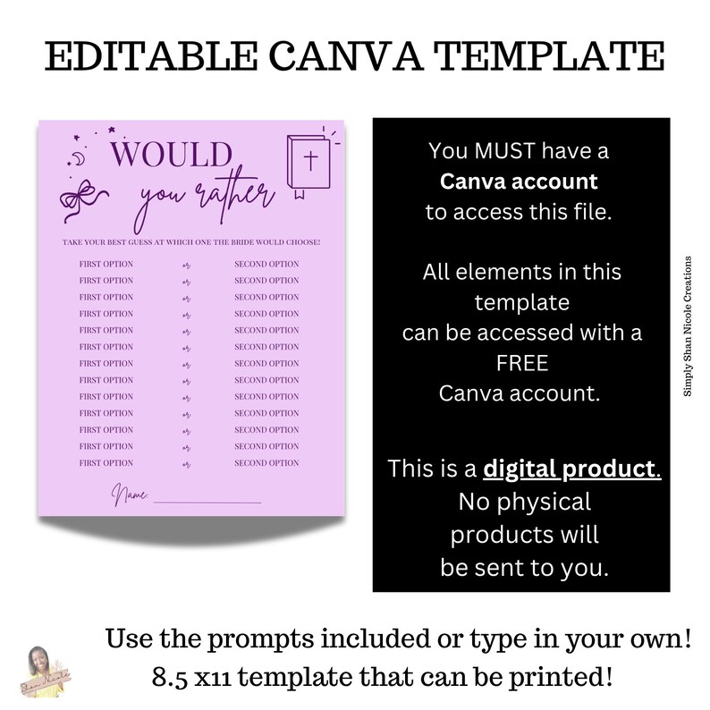 Jesus and Jammies Bingo | Would You Rather Editable Canva Template - Etsy