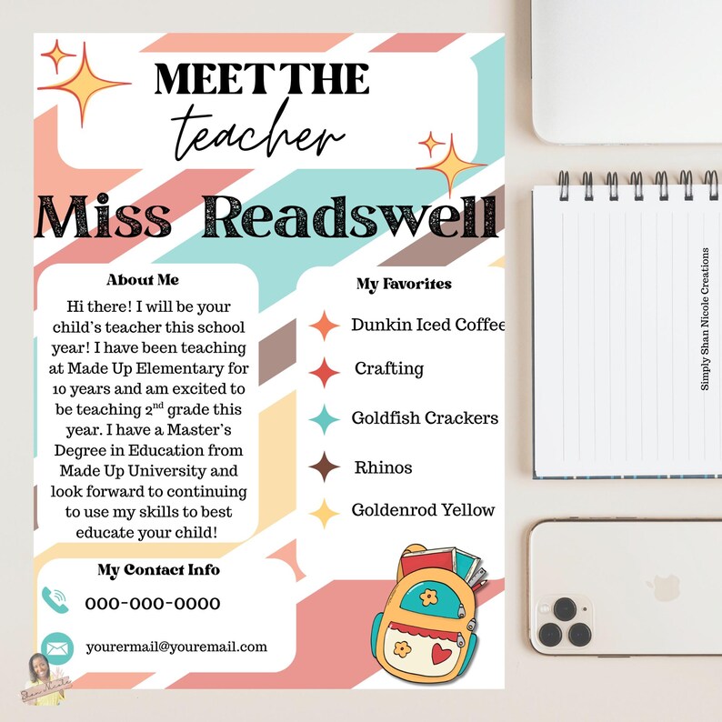 Editable Meet the Teacher Template | Back to School Printable (canva ...