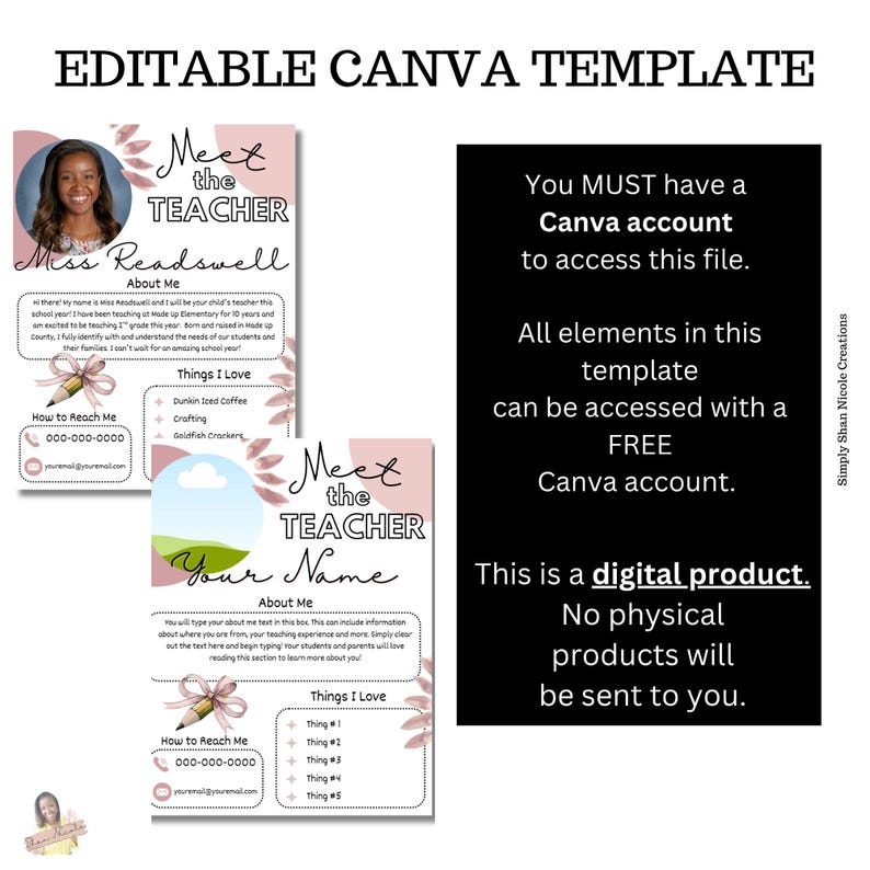 Editable Meet the Teacher Template | Back to School Printable (canva ...