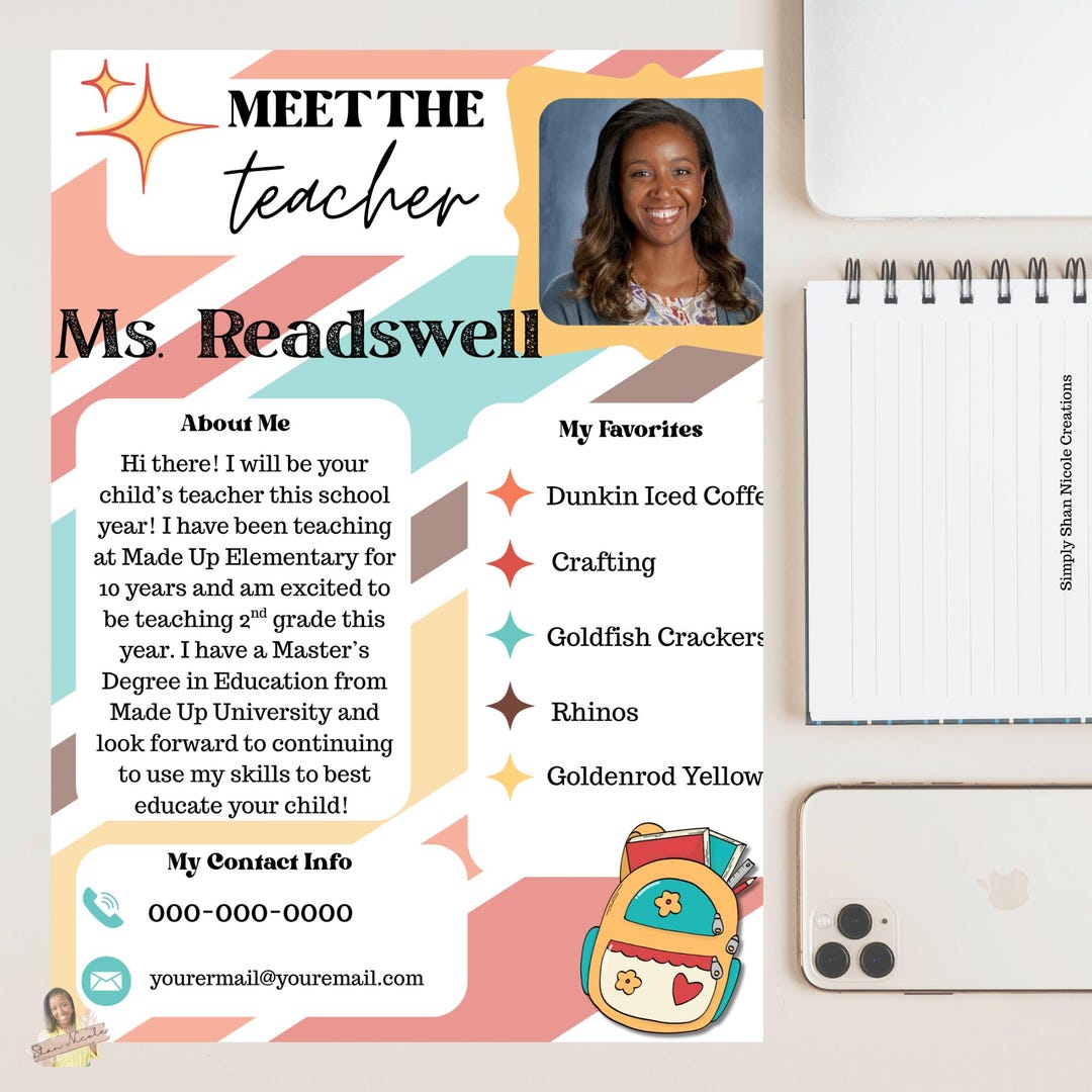 Editable Meet the Teacher Template | Back to School Printable (canva ...