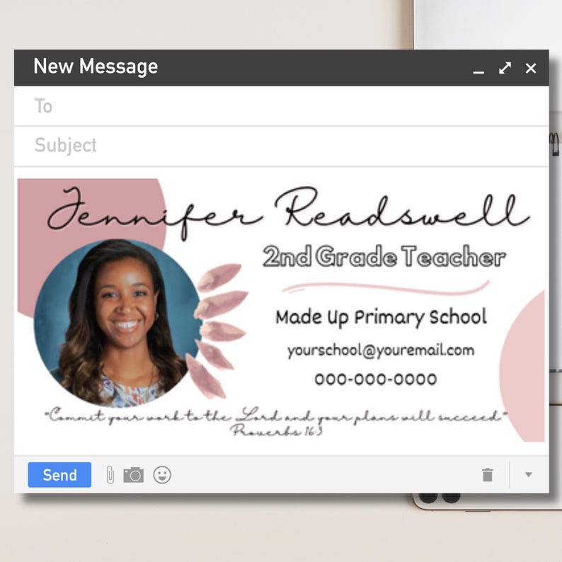 Teacher Email Signature Template Bundle | Editable Contact Card (canva ...