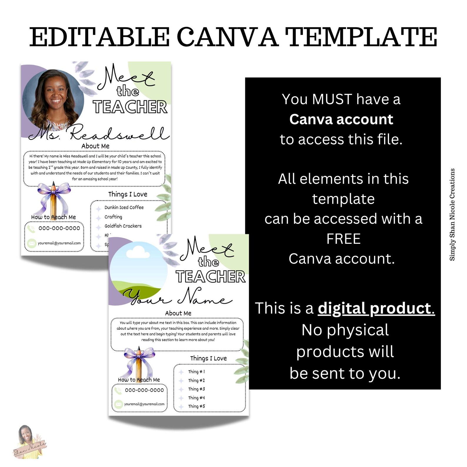 Editable Meet the Teacher Template | Back to School Printable (canva ...