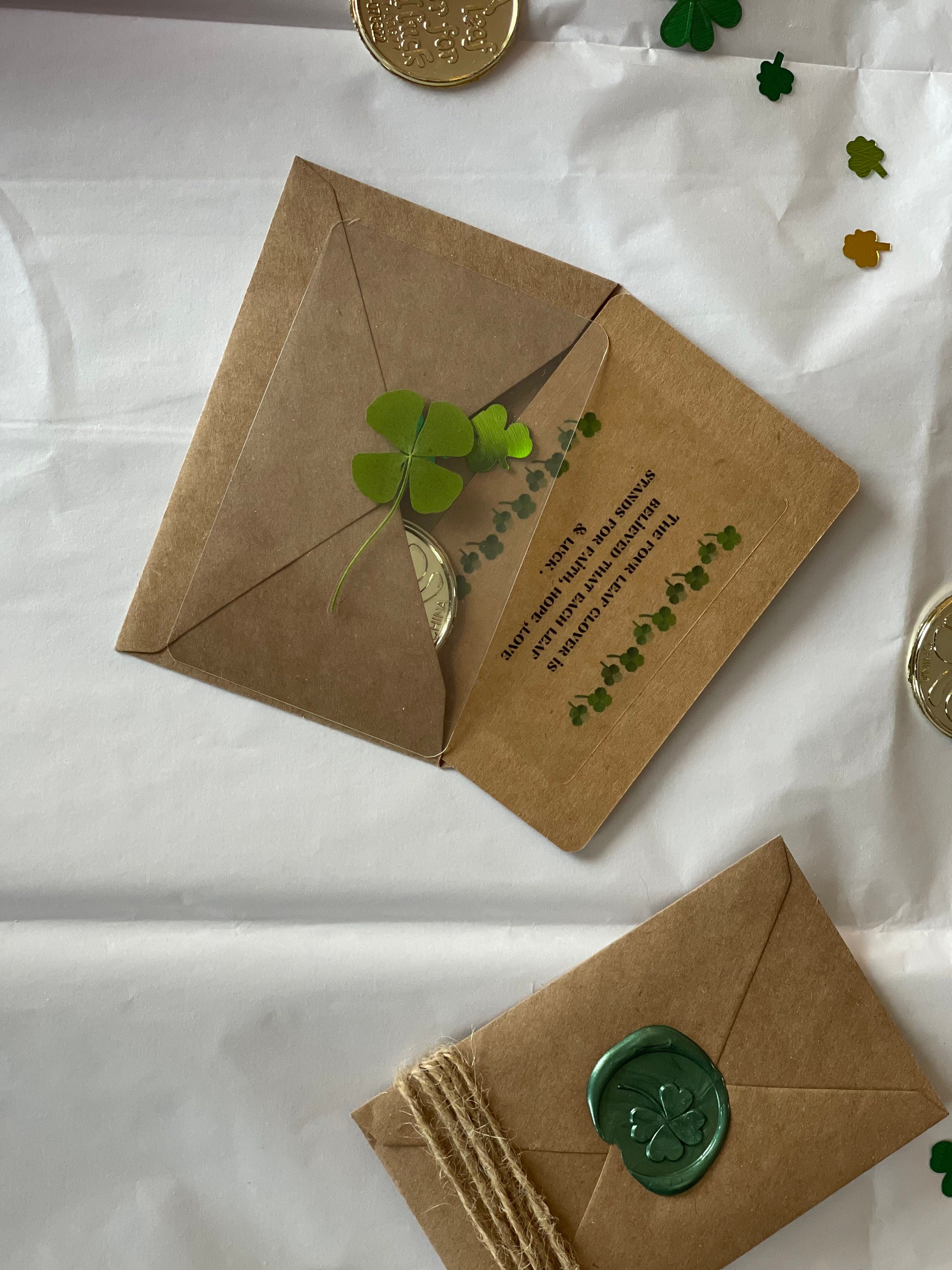 Lucky Four Leaf Clover Card for Wallet - Etsy