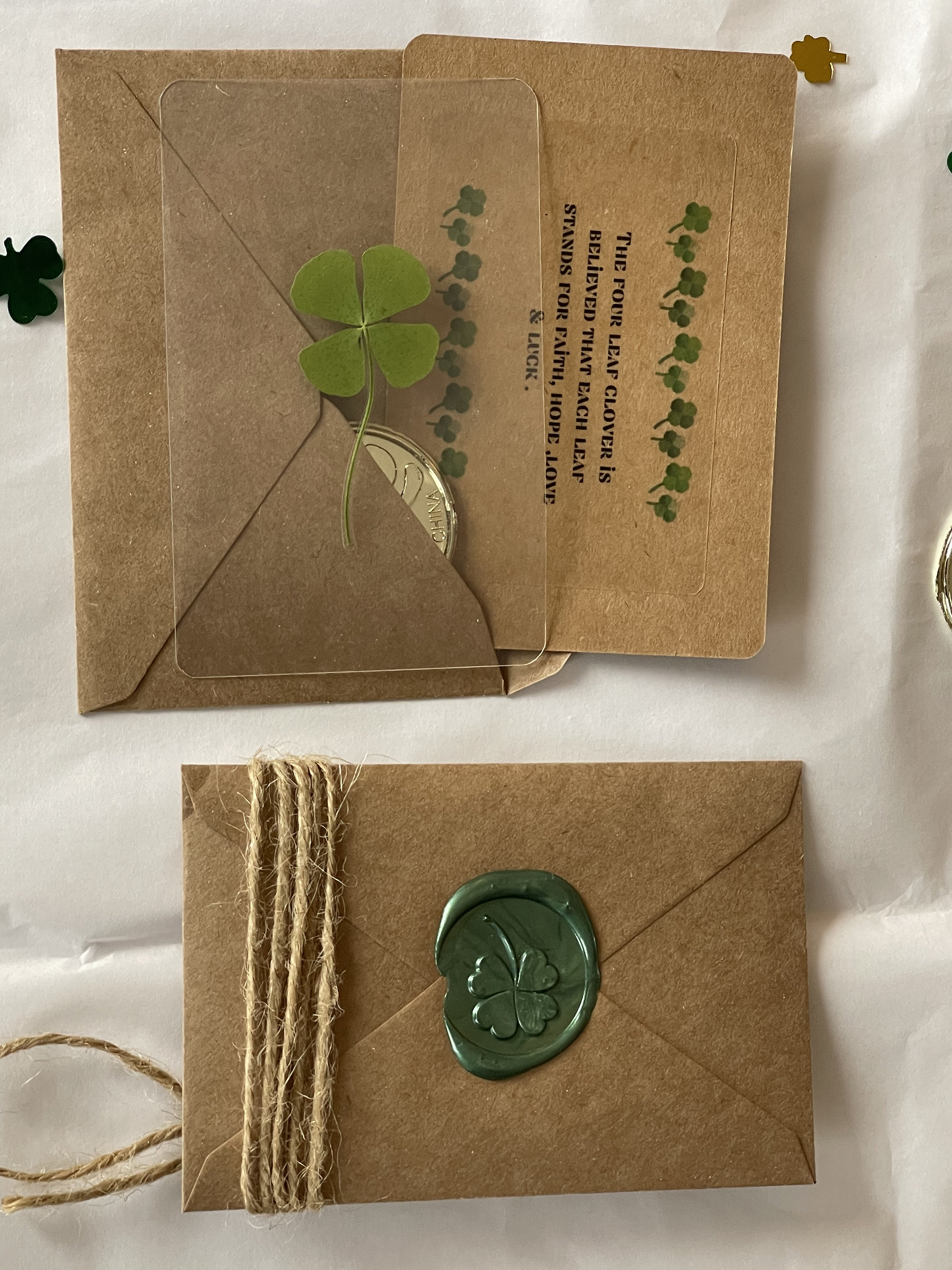 Lucky Four Leaf Clover Card for Wallet - Etsy