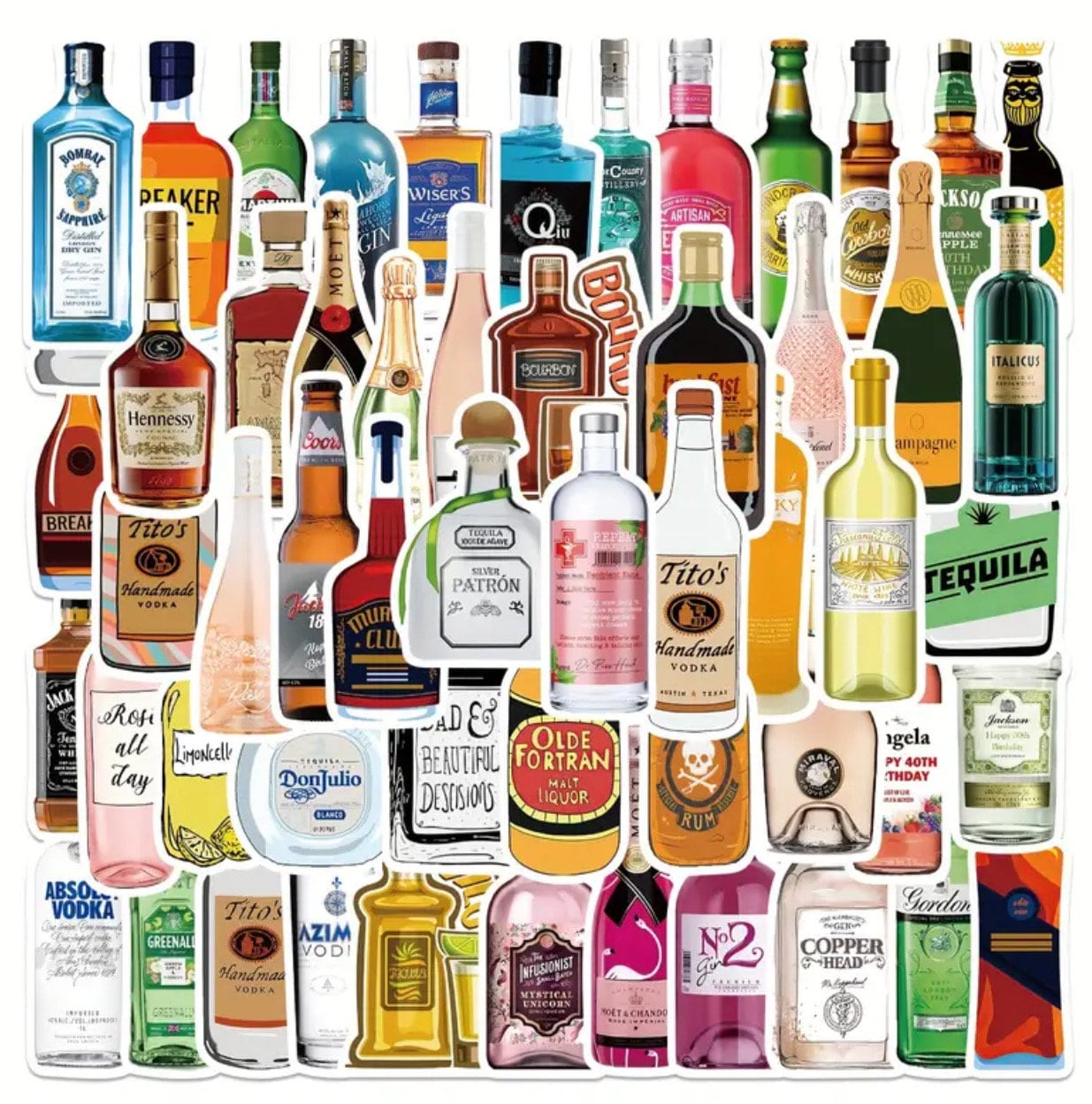 Alcohol Bottle Stickers Pack - Etsy