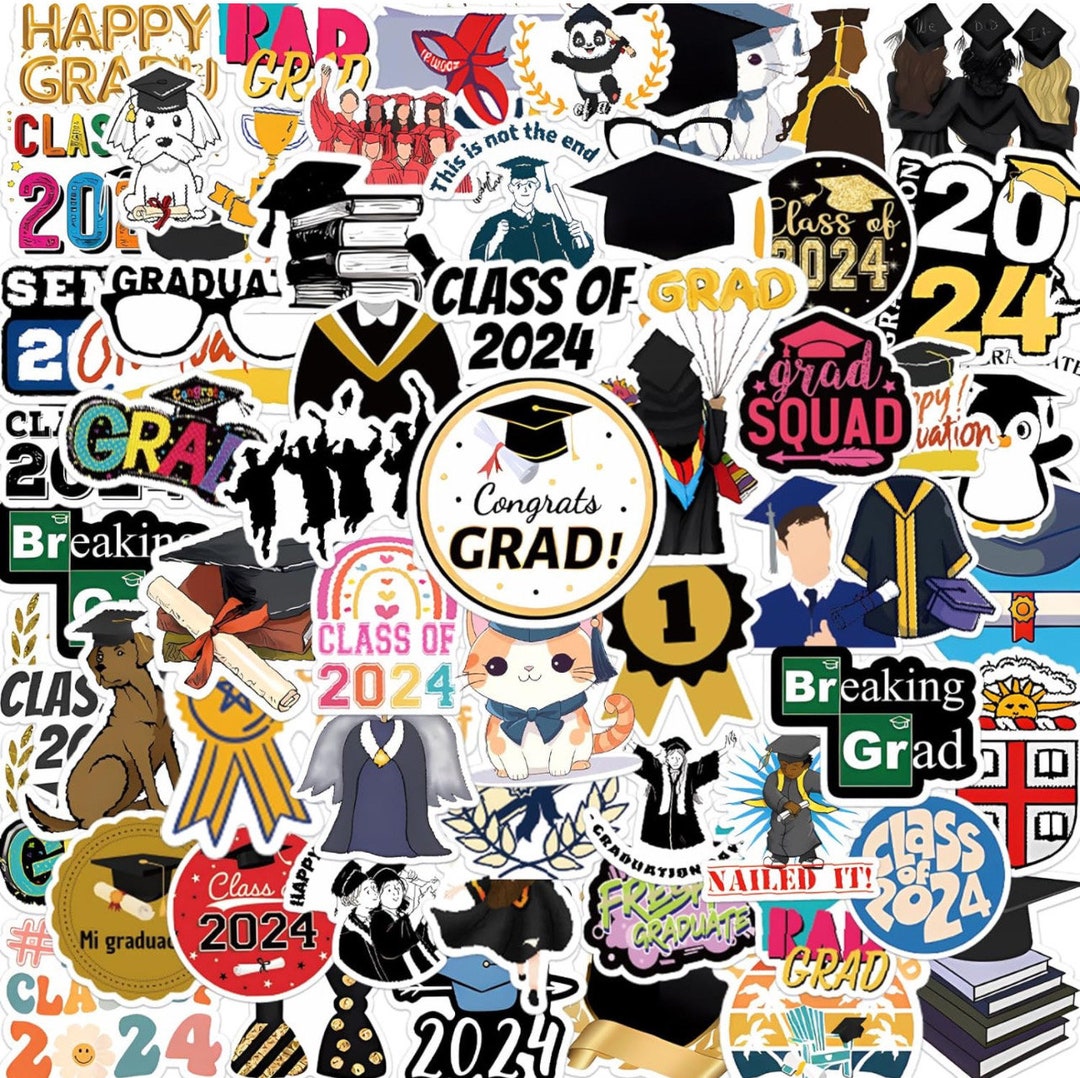 Graduation Stickers Pack, 2024 Grad Stickers, Decor,laptop,handmade ...