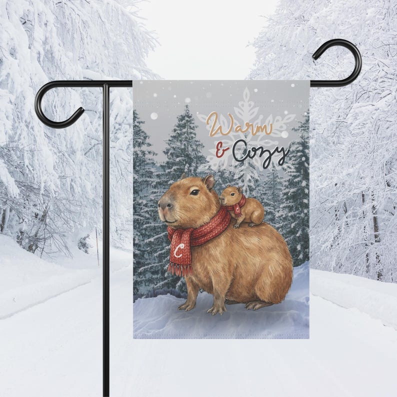 Warm and Cozy Capybara Garden Flag - Etsy