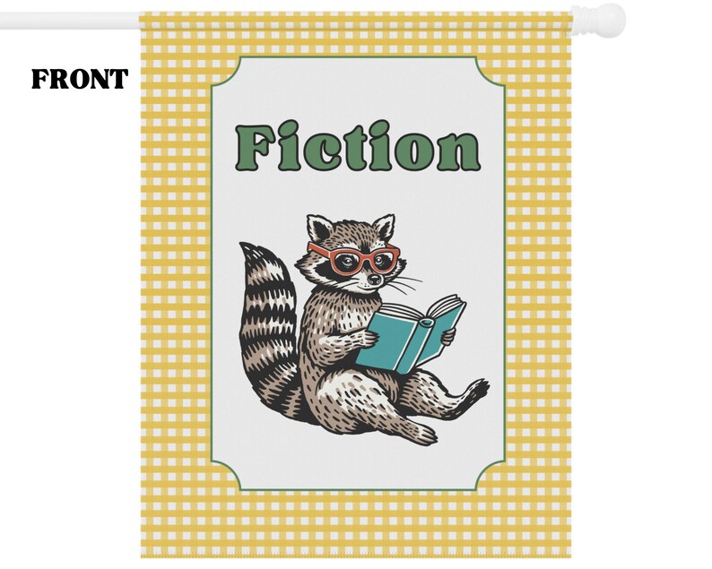 Yellow Gingham Raccoon Library Banner: Non-fiction Sign for Classroom ...