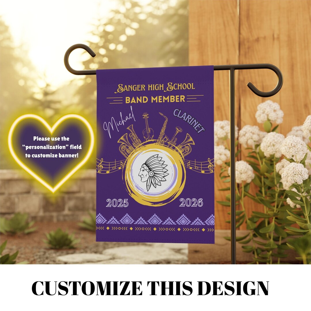 Personalized Sanger High School Band Garden Flag: Custom Name Yard ...