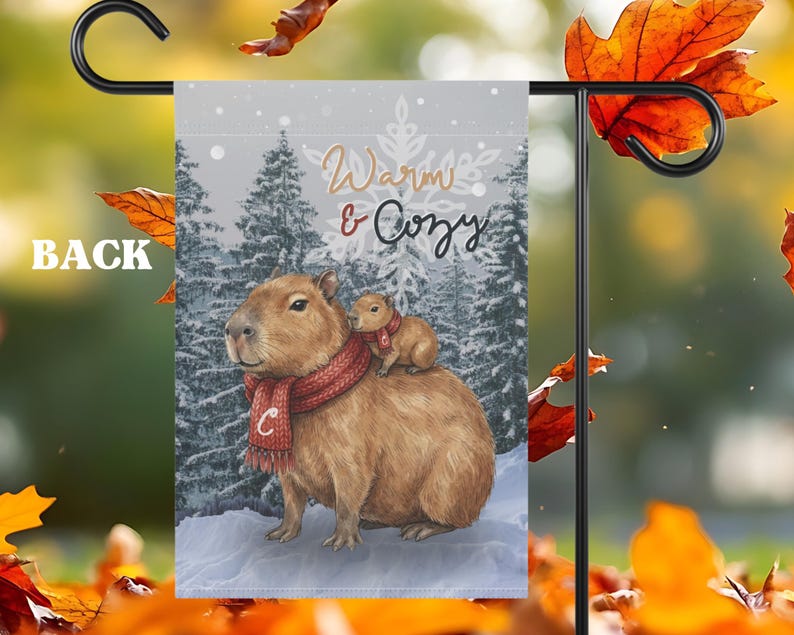 Warm and Cozy Capybara Garden Flag - Etsy