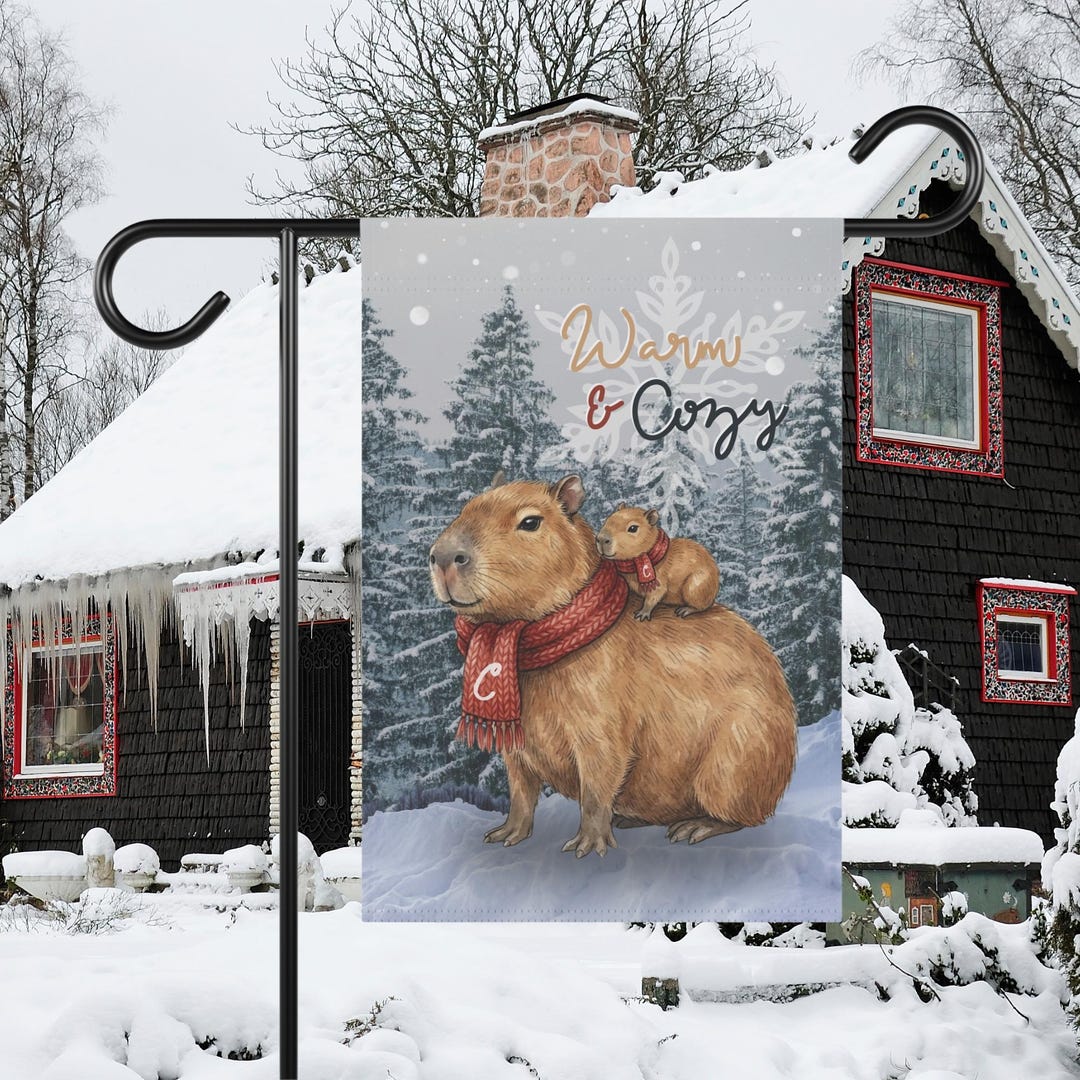 Warm and Cozy Capybara Garden Flag - Etsy