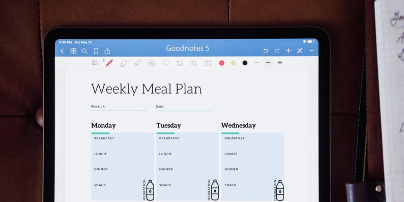 Digital Meal Planner for Goodnotes, Sky Blue, Undated Weekly Meal Prep ...